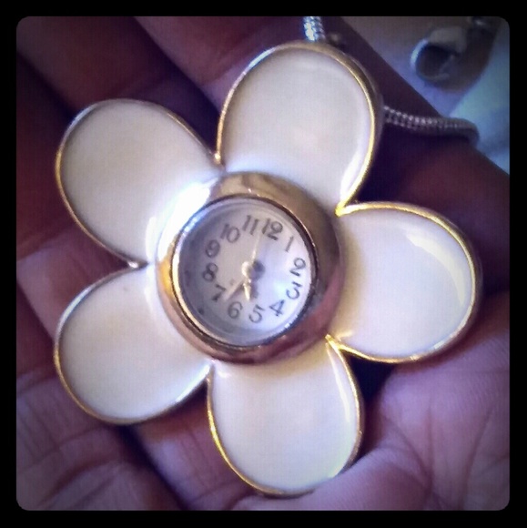 Vintage | Accessories | Vintage Enamel Flower Watch Pendant Necklace ...